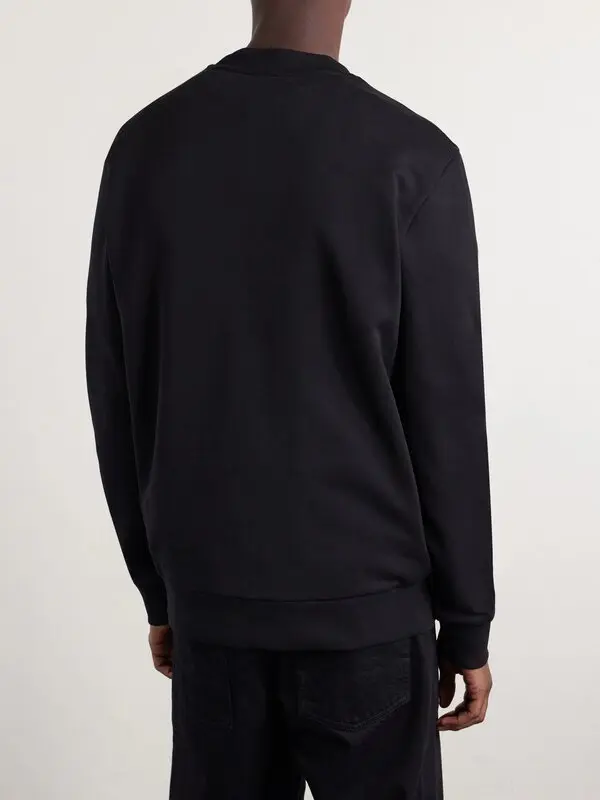 Moncler Cotton-jersey Sweatshirt With Logo Appliqu - Black