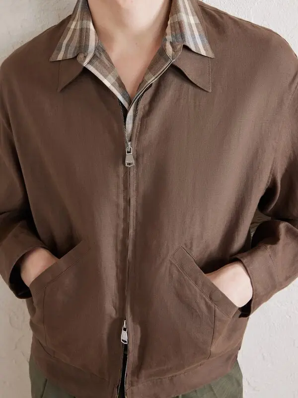 VALSTAR Stan Linen Bomber Jacket - Brown