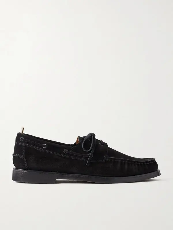 Officine Creative Balfron Suede Boat Shoes - Black