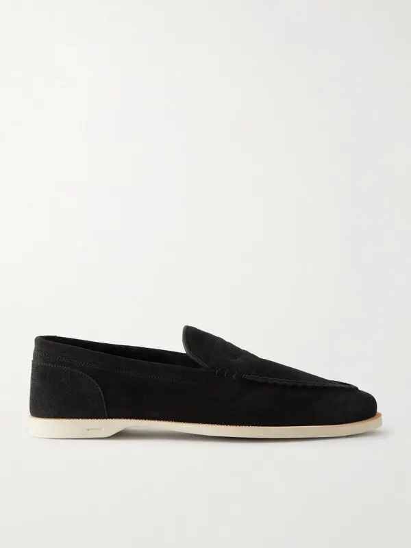 John Lobb Pace Suede Loafers - Black