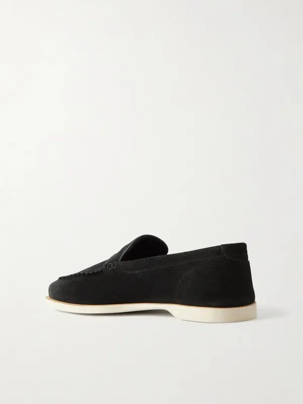 John Lobb Pace Suede Loafers - Black
