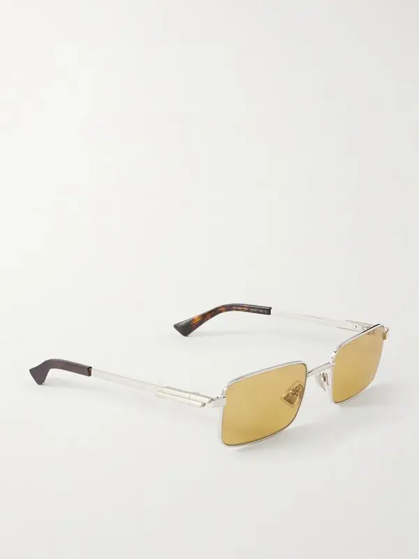 Bottega Veneta Squared-frame Metal Sunglasses - Silver
