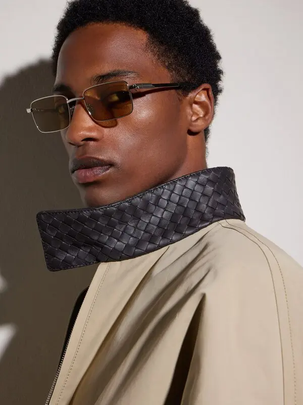 Bottega Veneta Squared-frame Metal Sunglasses - Silver