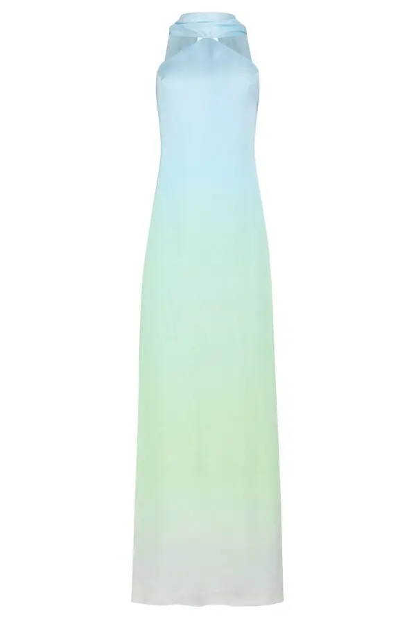 Amanda Uprichard Ashton Halter Neck Ombre Maxi Dress - Blue Combo