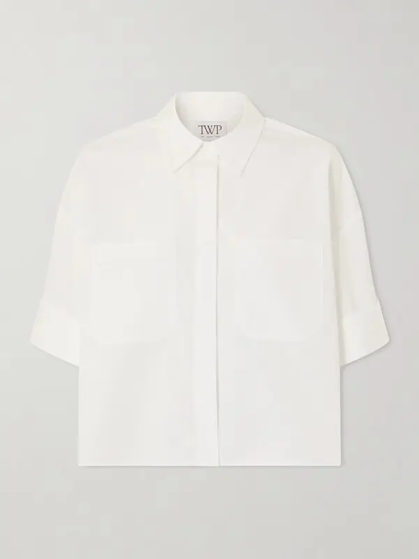 TWP Cropped Cotton-poplin Shirt - White