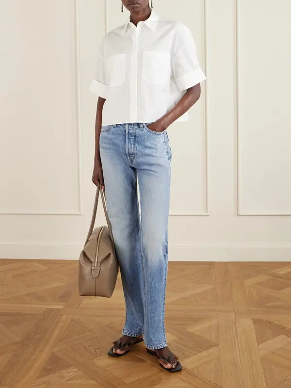 TWP Cropped Cotton-poplin Shirt - White