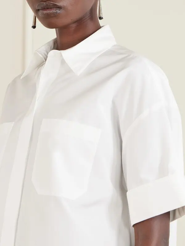 TWP Cropped Cotton-poplin Shirt - White