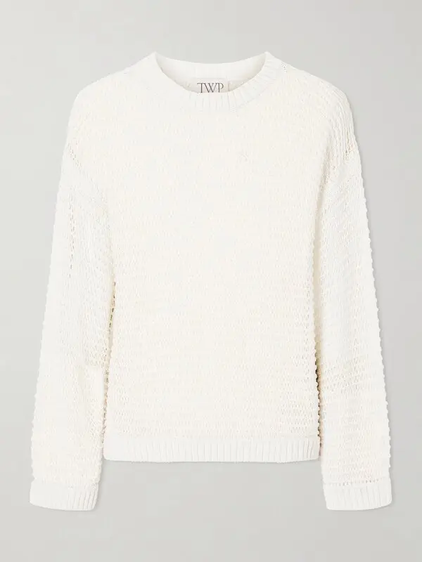TWP Wide Crew Open-knit Sweater