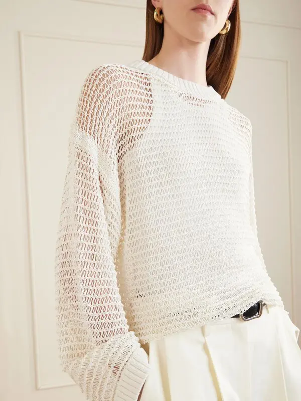 TWP Wide Crew Open-knit Sweater