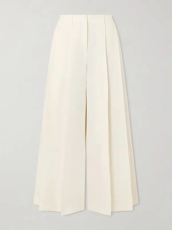 TWP Crosby Pleated Twill Straight-leg Pants - Neutrals