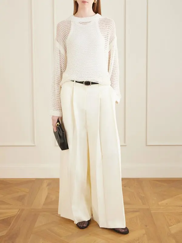 TWP Crosby Pleated Twill Straight-leg Pants - Neutrals