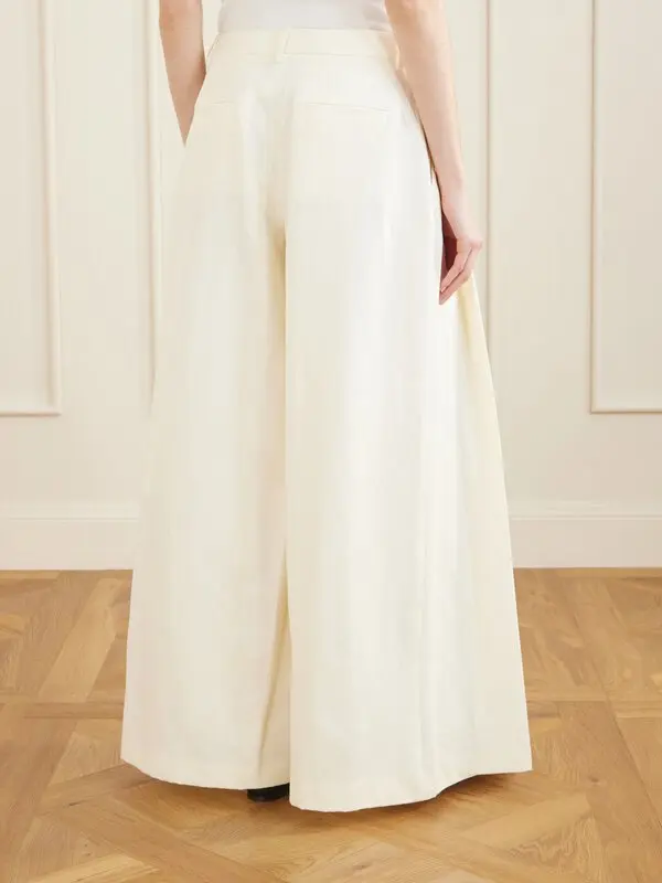 TWP Crosby Pleated Twill Straight-leg Pants - Neutrals