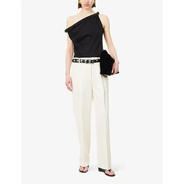 ROHE FRAMES Sculptural Twisted-strap Cotton-blend Top