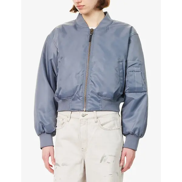 ANINE BING Leon Cropped Bomber Jacket - Dark Grey