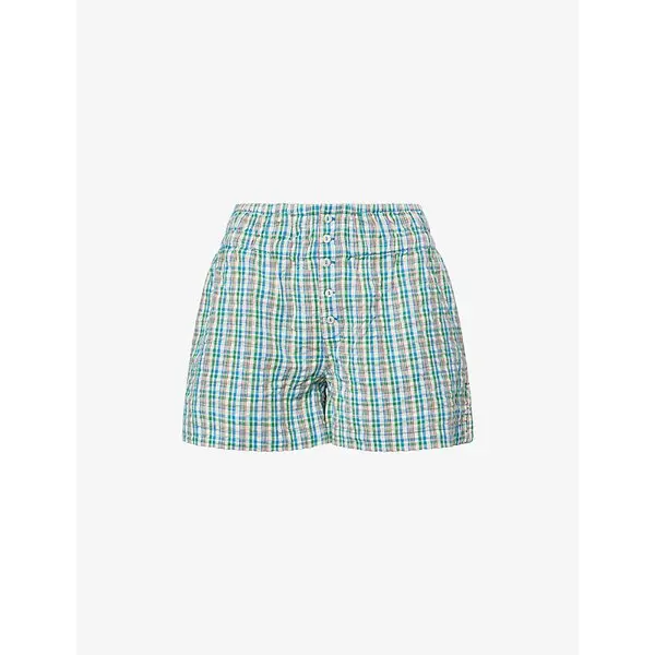 DAMSON MADDER Kairo Checked Cotton Shorts