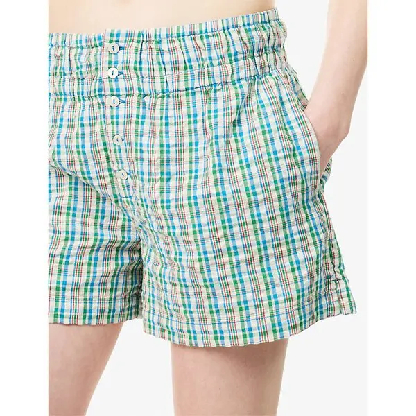 DAMSON MADDER Kairo Checked Cotton Shorts
