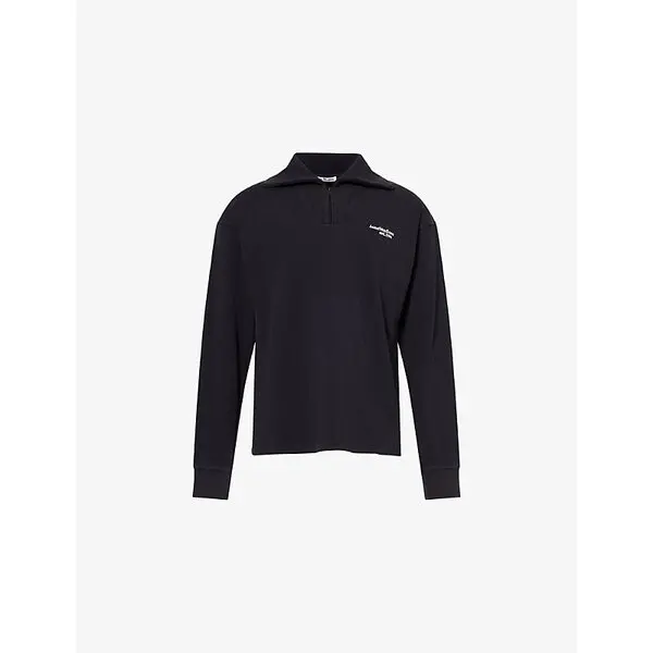 Acne Studios Logo-embroidered Half-zip Cotton Sweatshirt