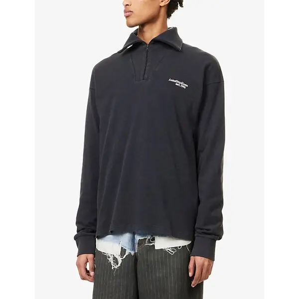 Acne Studios Logo-embroidered Half-zip Cotton Sweatshirt