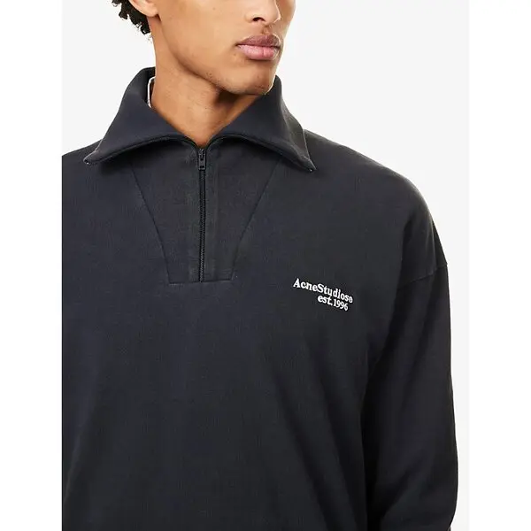 Acne Studios Logo-embroidered Half-zip Cotton Sweatshirt