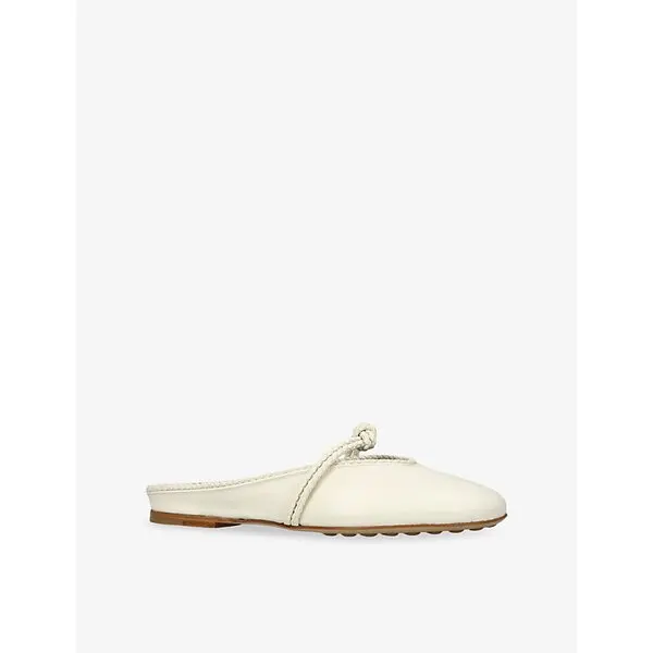 Bottega Veneta Leather Ballerina Mules - Cream