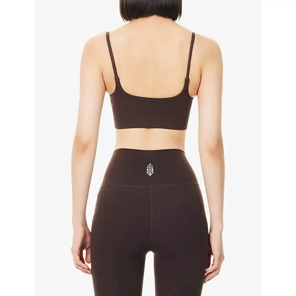 Free People Tighten Up Mini Ribbed Sports Bra - Chocolate