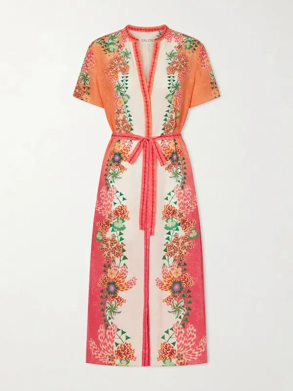 Saloni Vicki Floral-print Silk Midi Dress