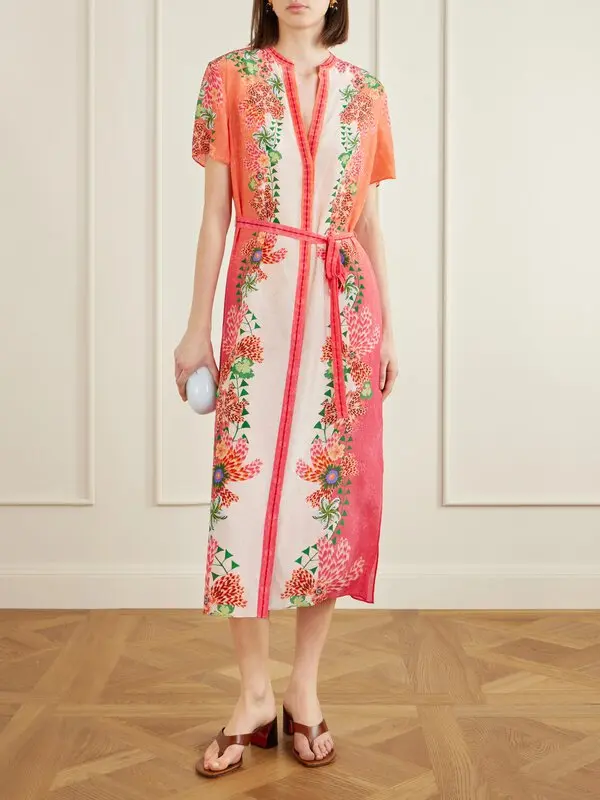 Saloni Vicki Floral-print Silk Midi Dress