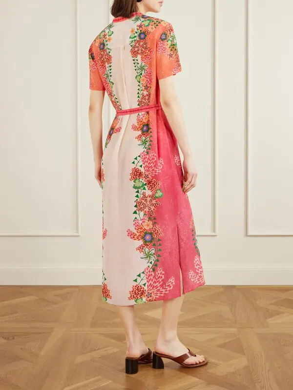 Saloni Vicki Floral-print Silk Midi Dress