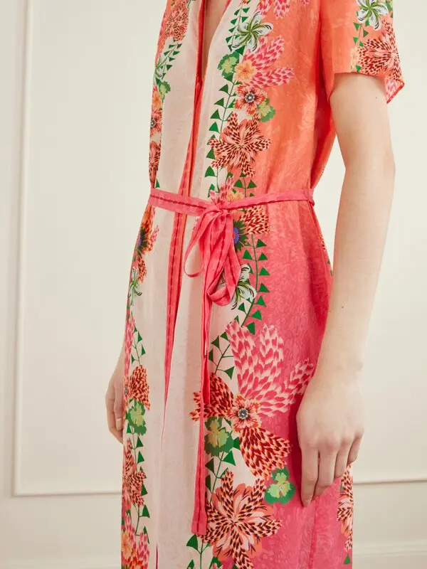 Saloni Vicki Floral-print Silk Midi Dress