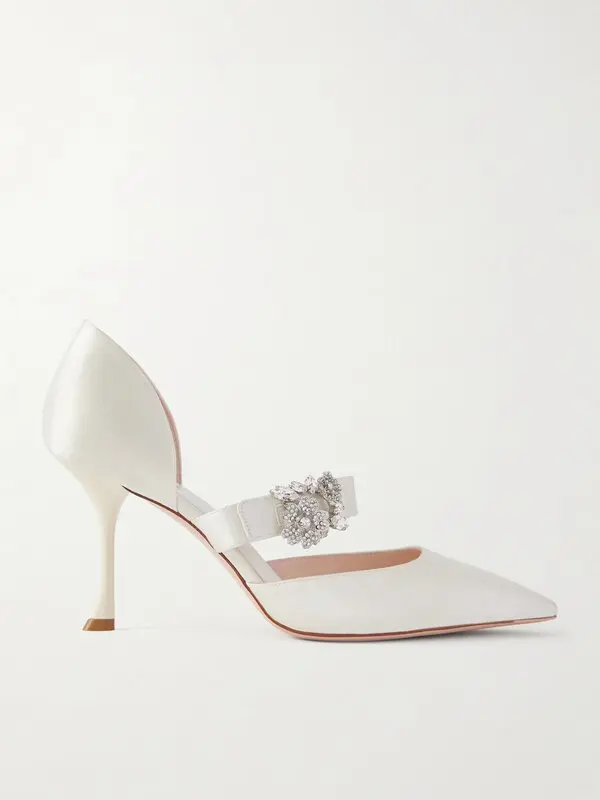 ROGER VIVIER Mini Bouquet 85 Satin Pumps - Neutrals