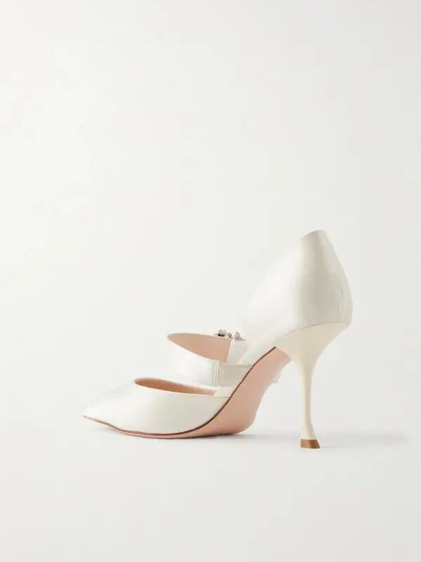 ROGER VIVIER Mini Bouquet 85 Satin Pumps - Neutrals