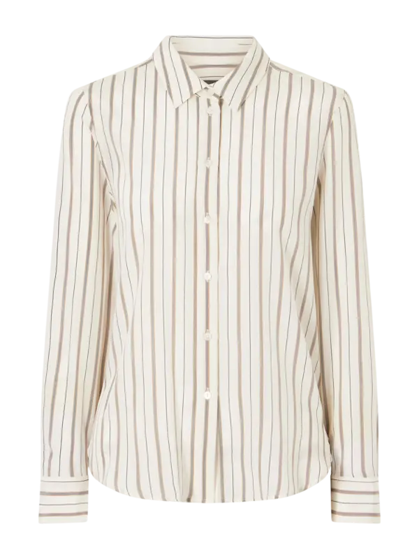 NILI LOTAN Gaia Striped Silk Shirt - Neutrals