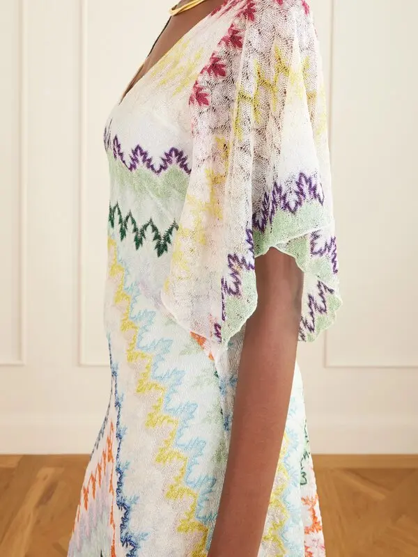 missoni striped metallic crochet knit maxi dress Striped metallic crochet-knit maxi dress - multi