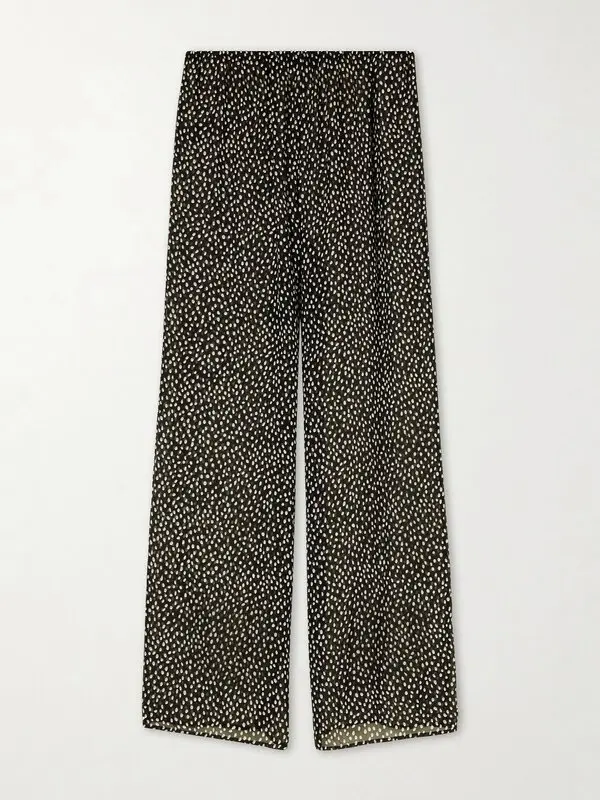NILI LOTAN Polka-dot Silk Straight-leg Pants