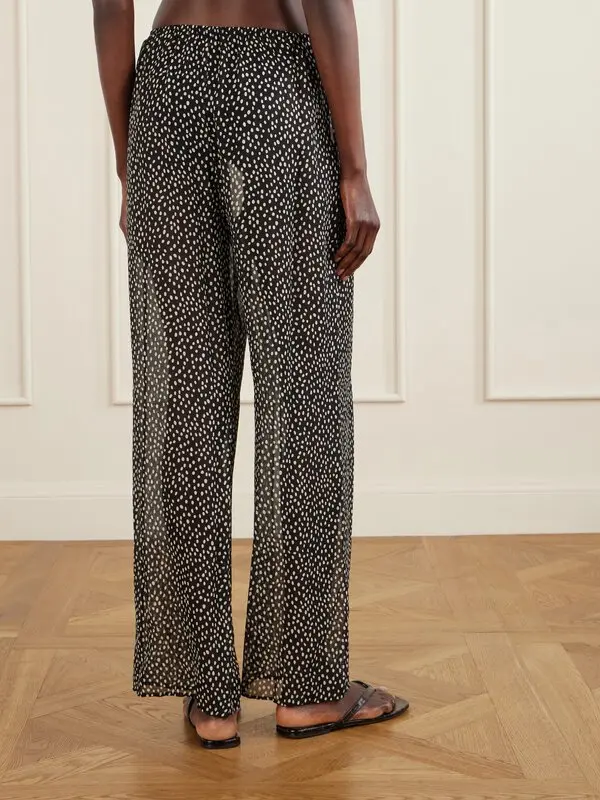NILI LOTAN Polka-dot Silk Straight-leg Pants