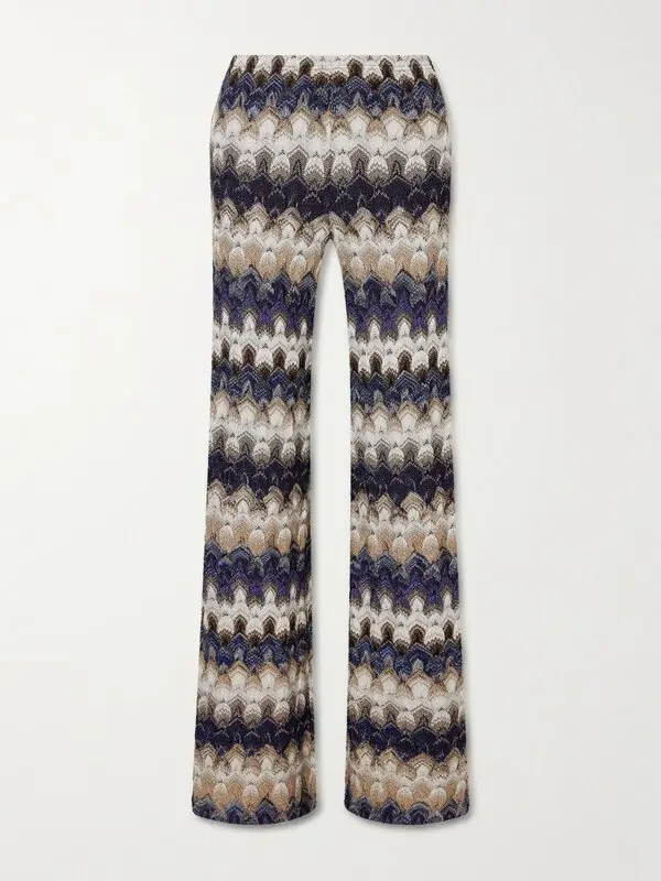 Missoni Metallic Crochet-knit Wide-leg Pants - White