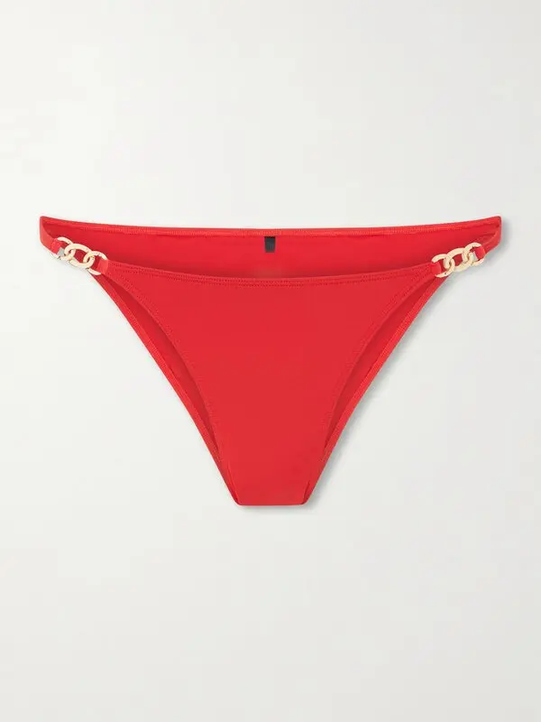 NILI LOTAN Embellished Bikini Briefs - Red