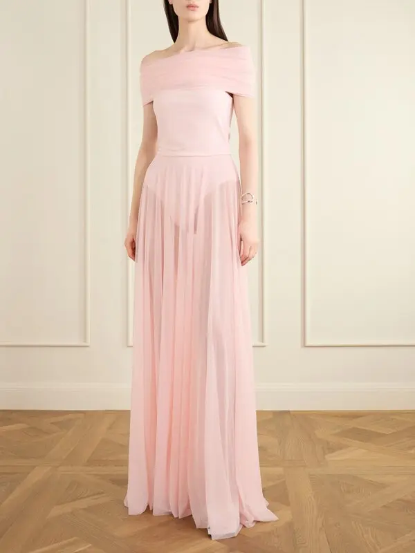 Norma Kamali Flared Sheer Gown - Pink