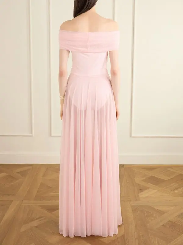 Norma Kamali Flared Sheer Gown - Pink