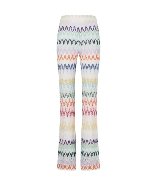 Missoni Striped Metallic Crochet-knit Flared Pants - White