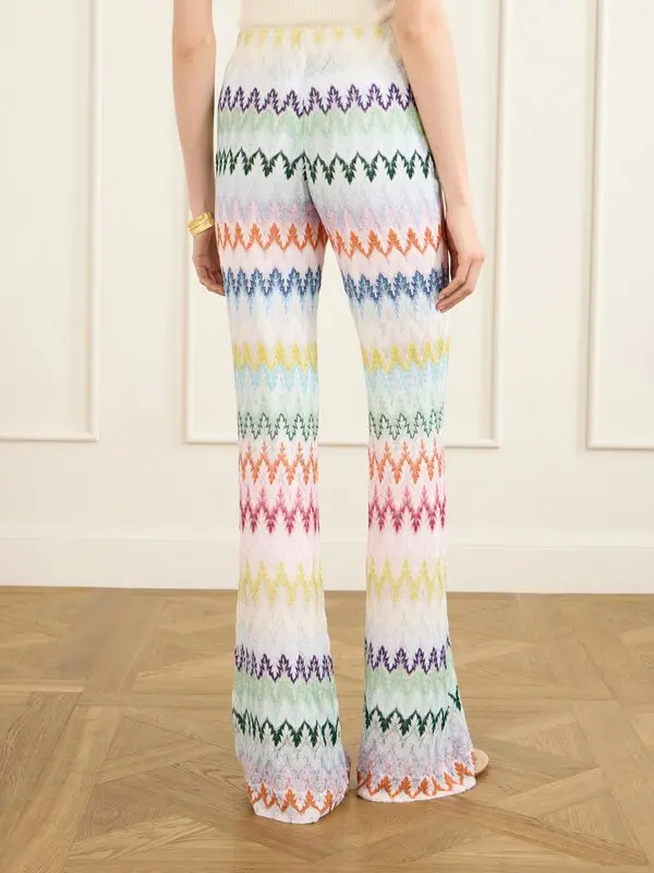 Missoni Striped Metallic Crochet-knit Flared Pants