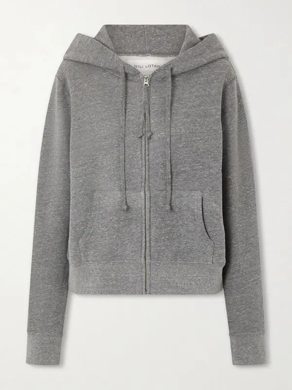 NILI LOTAN Callie Hooded Zip-up Sweater - Gray