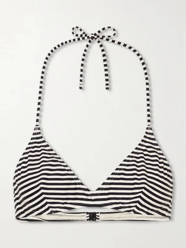NILI LOTAN Striped Triangle Bikini Top - Black