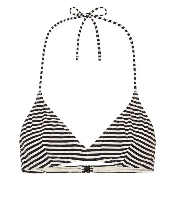 NILI LOTAN Striped Triangle Bikini Top - Black