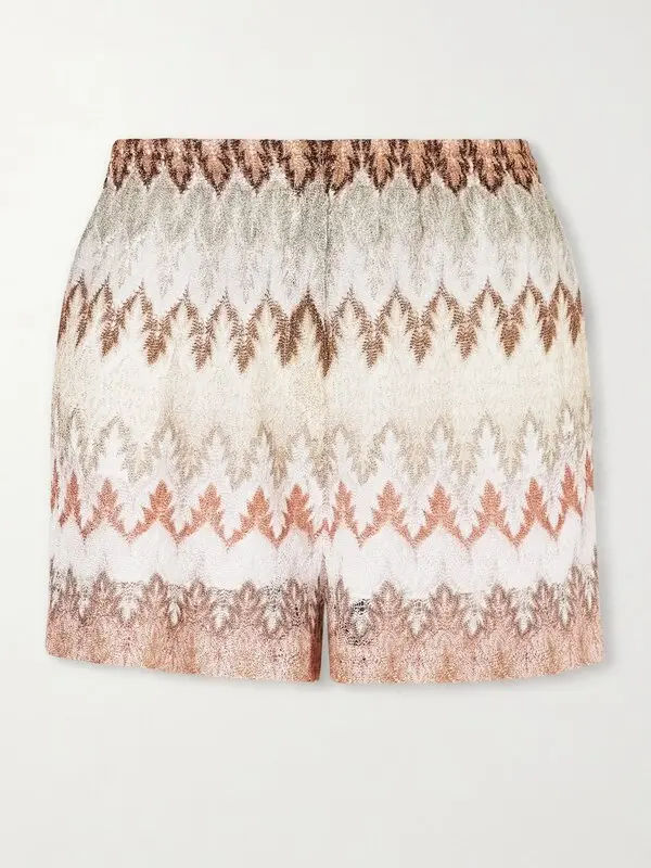 Missoni Striped Metallic Crochet-knit Shorts - Multi