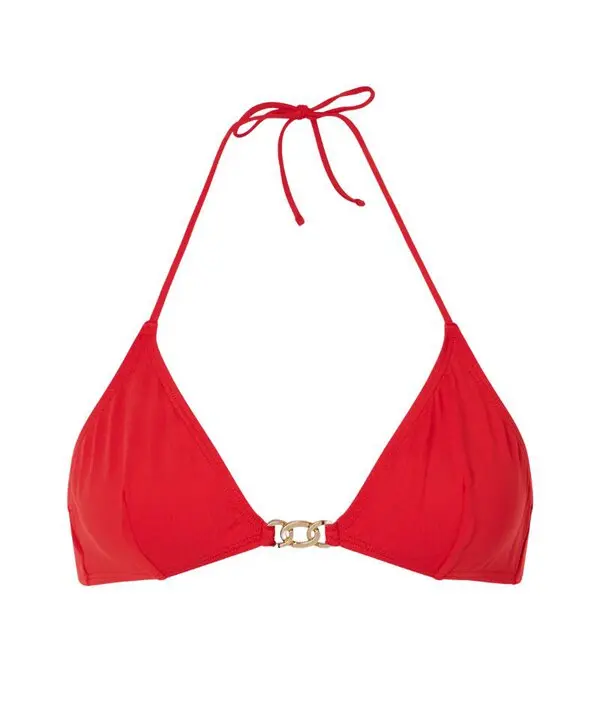 NILI LOTAN Embellished Triangle Bikini Top - Red