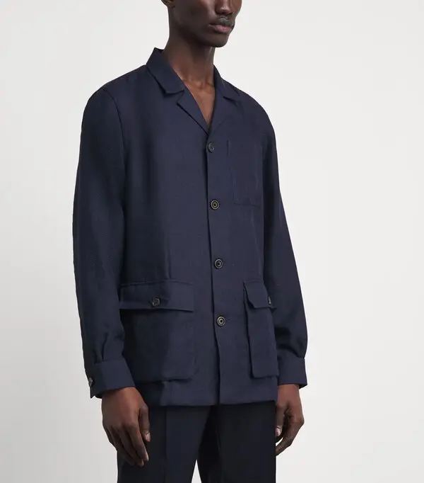 100HANDS Linen Herringbone Overshirt