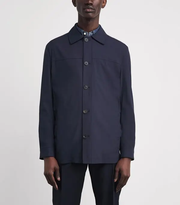 Corneliani Virgin Wool-blend Overshirt - Navy