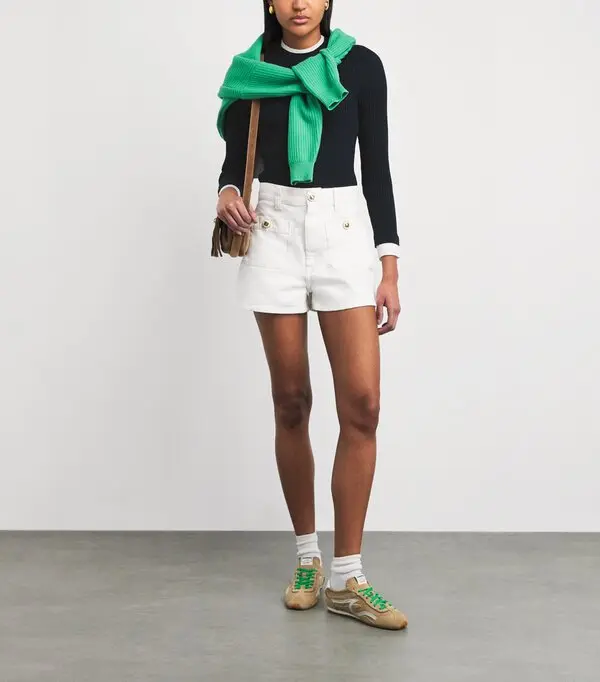 Sandro Ribbed Contrast Trim Logo Sweater - Blue