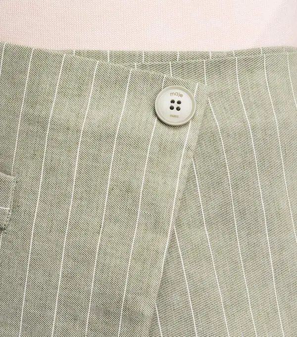 Maje Linen-cotton Blend Stripe Skort